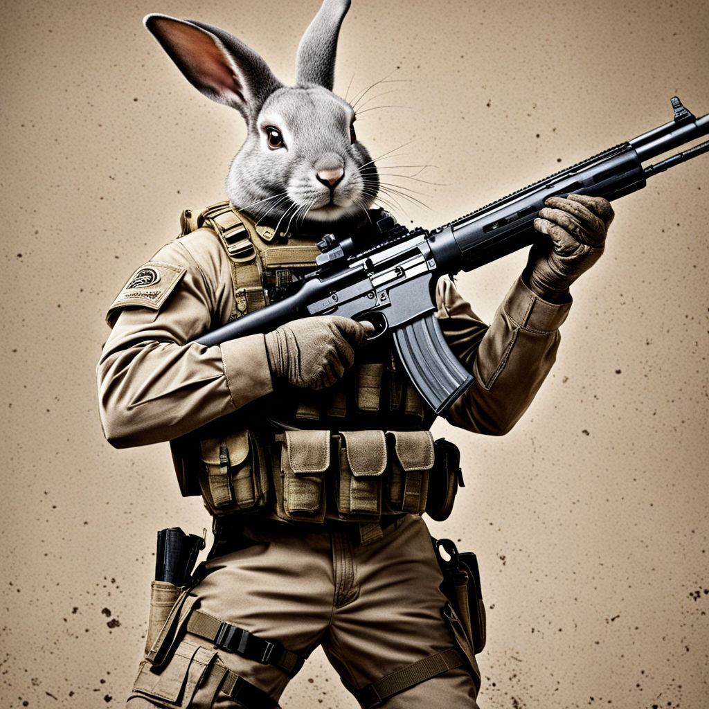 Tactical operator rabbit holding a shotgun by Hello True North Arms ...
