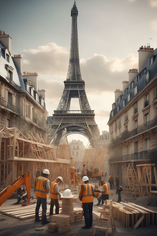 A photograph of a group of French engineers and artists work... by A ...