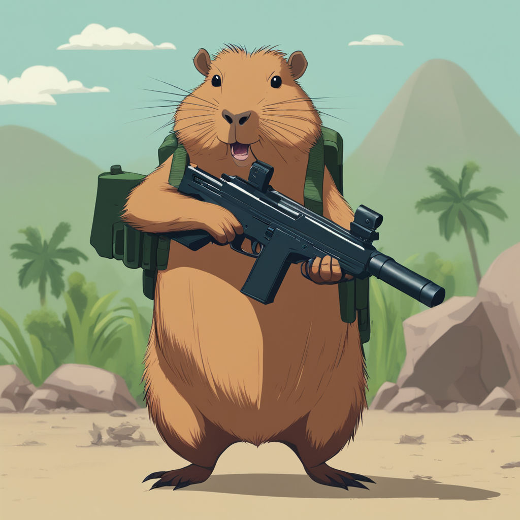 Capybara with a gun by MATAGLAP - Playground