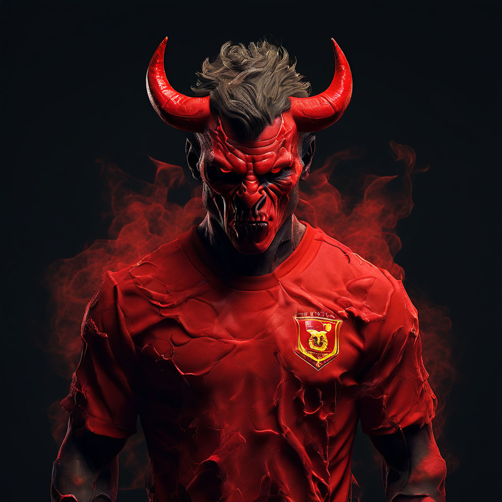 A red devil wearing a soccerjersey by Matthias Willems - Playground