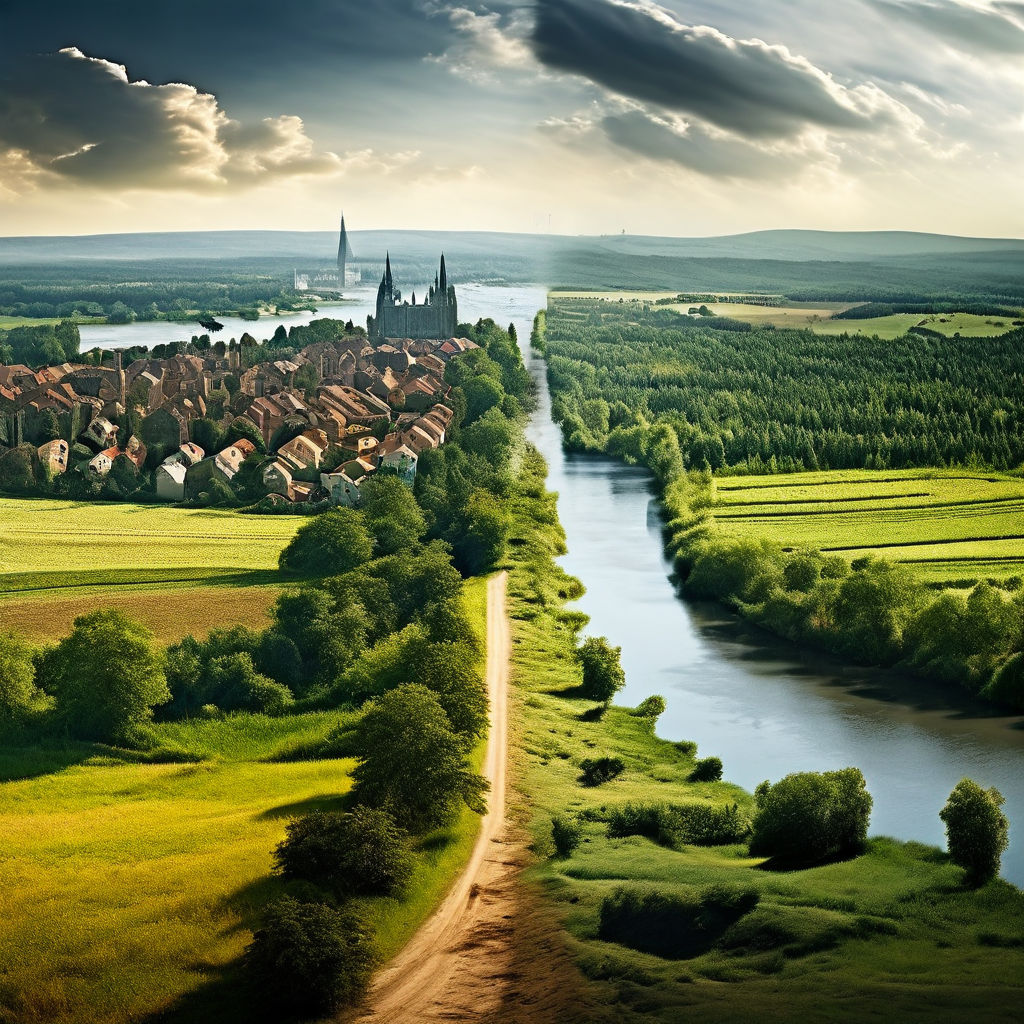 Photo-of-rural-countryside-on-the-left-versus-urban-big-city... by ...