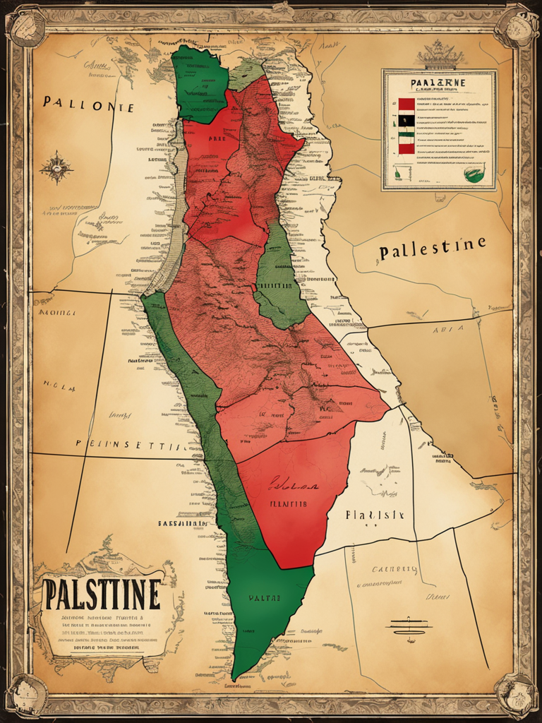Palestine map with stylized borders including the entire ter... by ...
