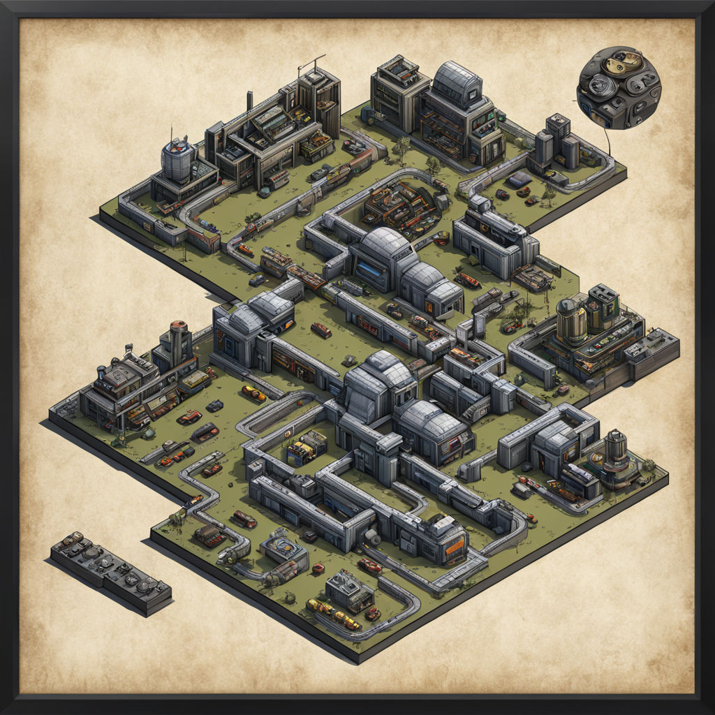 A detailed diagram of a modern militar motor pool by the CAT - Playground