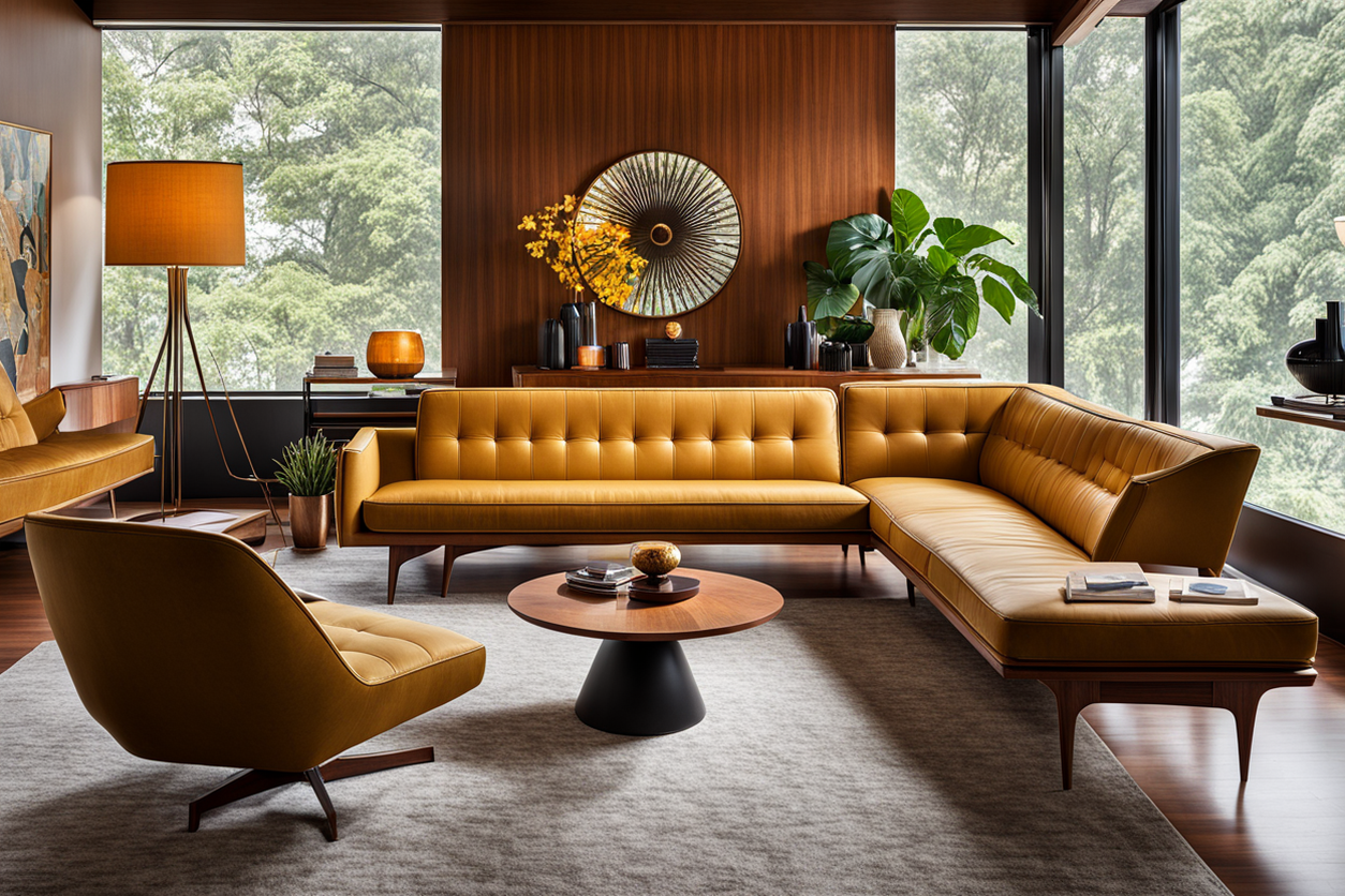 Photo of a mid-century modern lounge with iconic furniture p... by ...