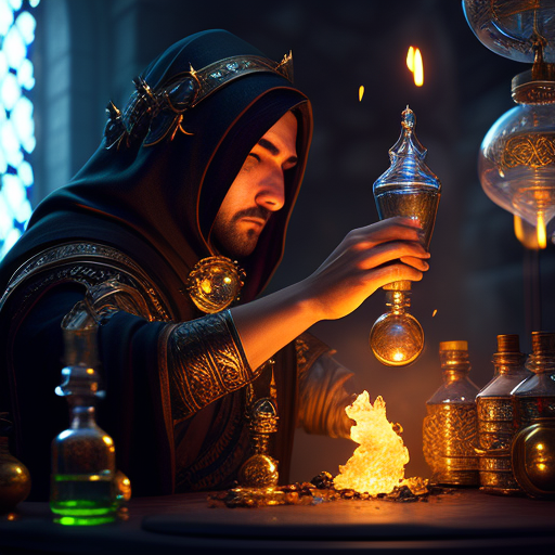 Intricately detailed image of a Magic Alchemist making potio... by Josh ...