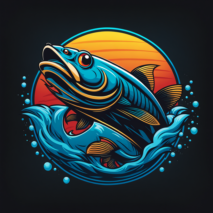 Professional awesome vector logo of a mean Catfish swiming by D. The ...