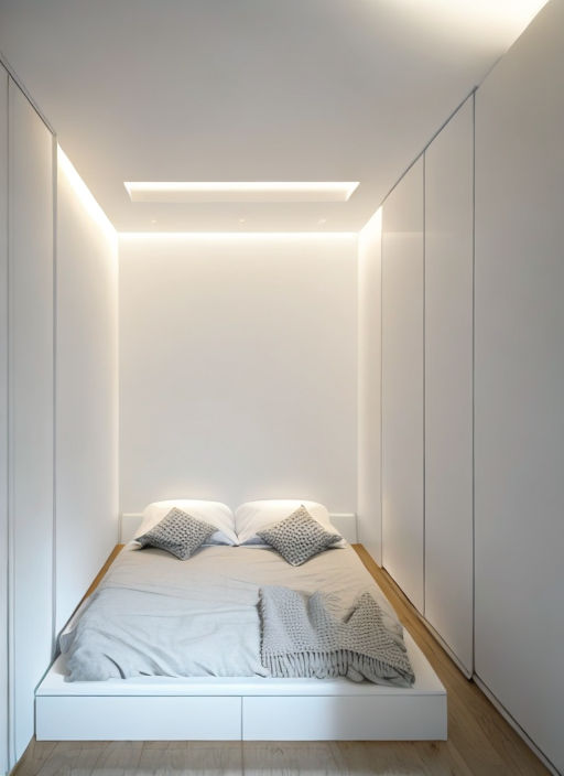 Small room with white walls and minimalistic simple interior by Max ...