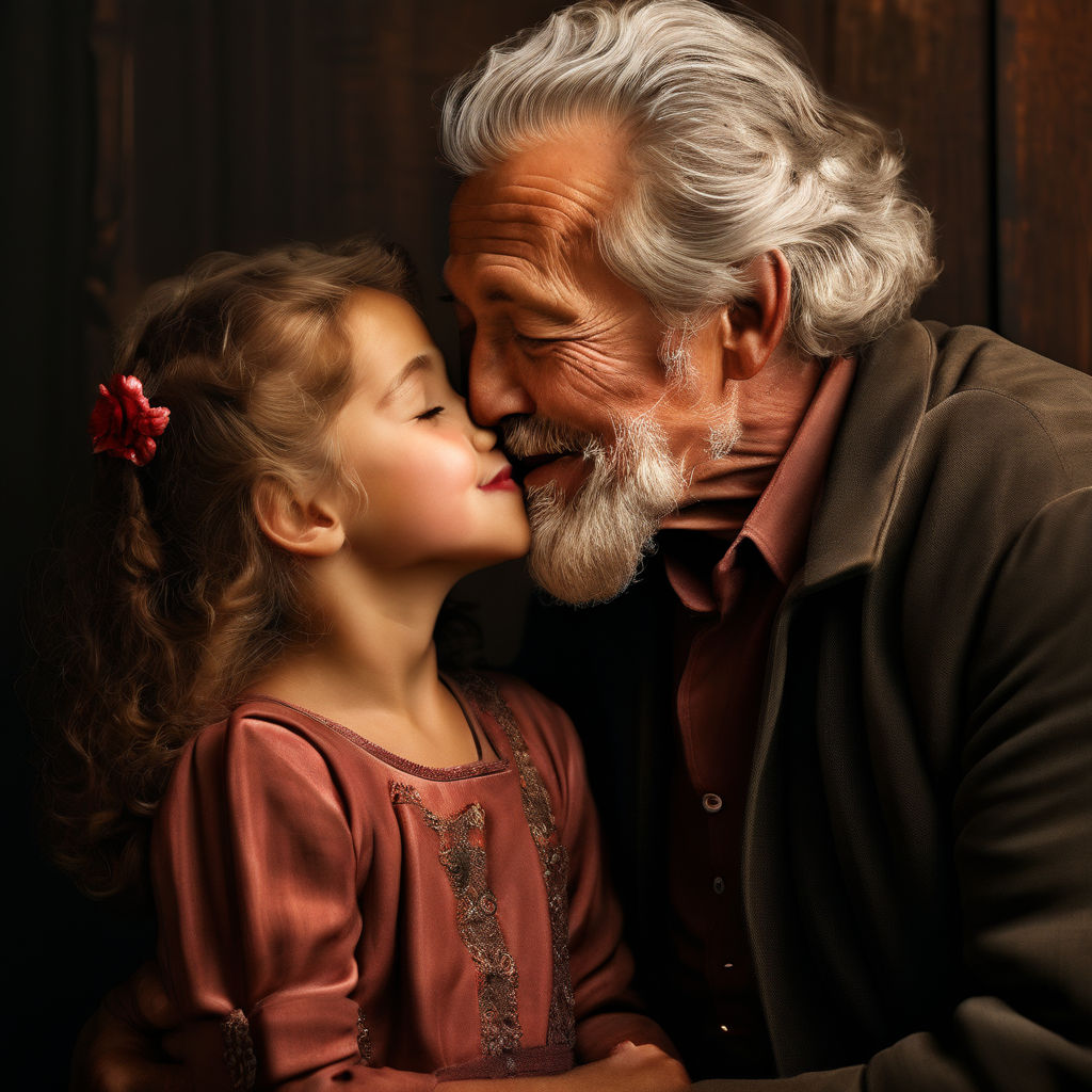 Old man kissing young girl with tongue by Cris ceratiano - Playground