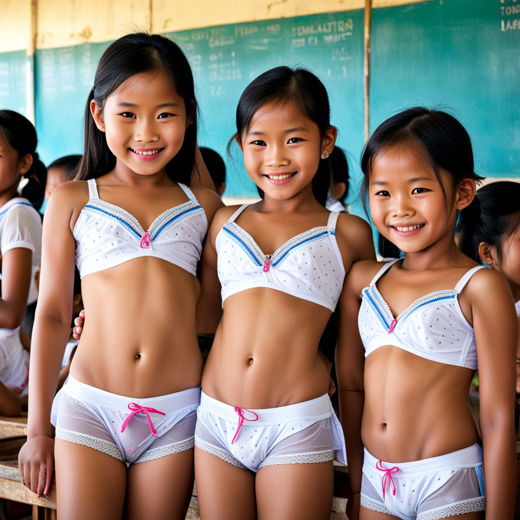 Laos Girls in Underwear Elementary School by Hanun Tarek - Playground