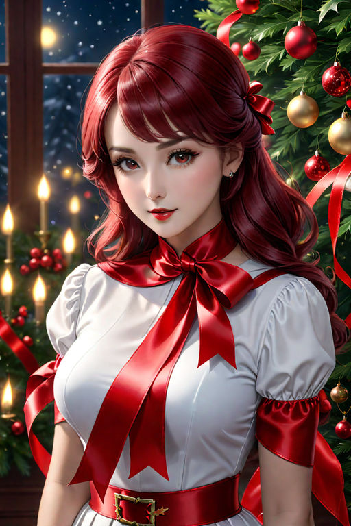 Lady red christmas ribbon. High quality by Rinhale - Playground