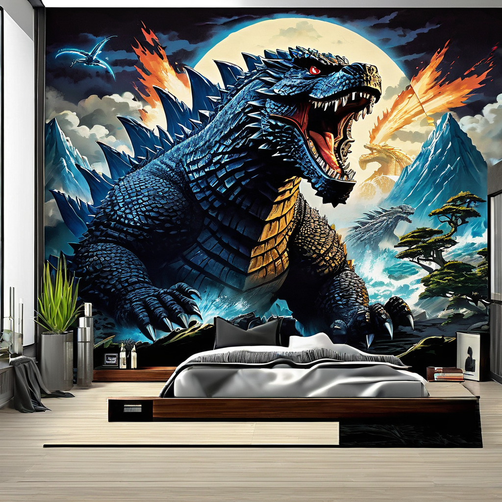 A mural depicting Godzilla as the undisputed king of monster... by ...