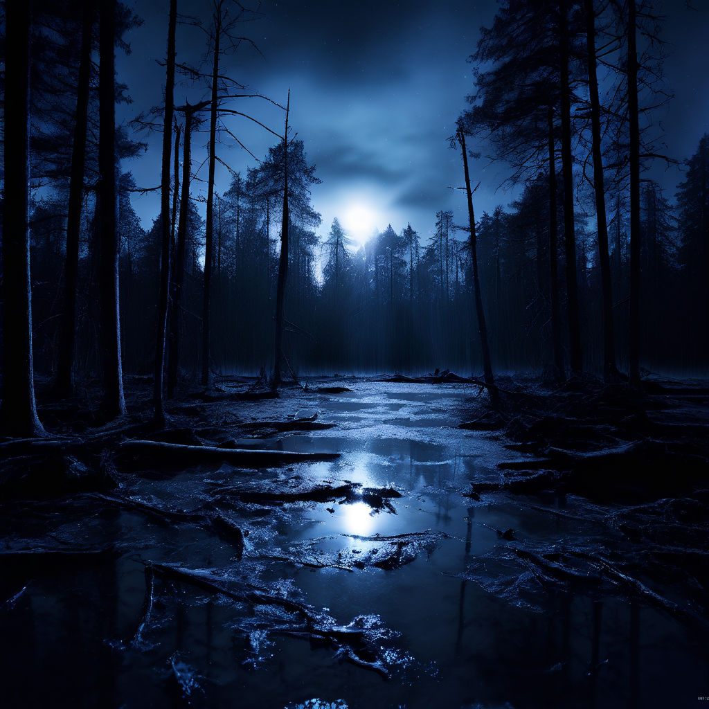 Bosque frio lago congelado tenebroso noche by Franco Sa - Playground