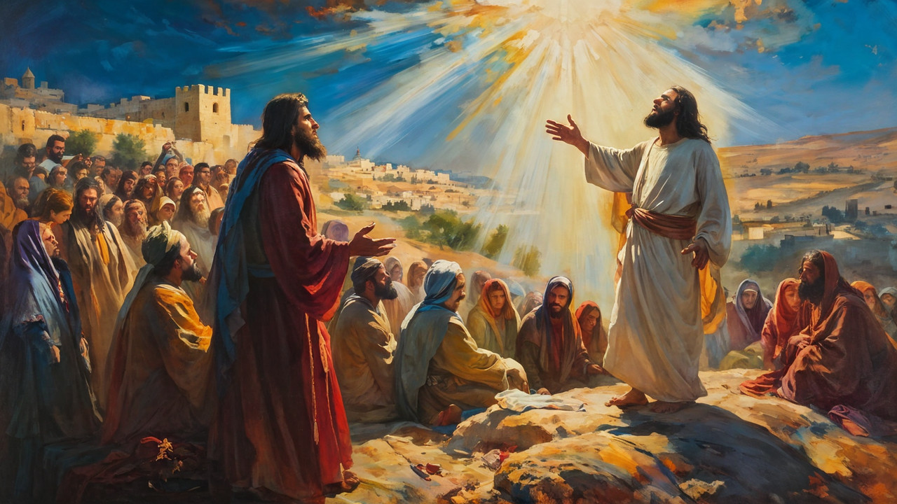 Biblical scene depicting a man exorcized by Jesus Christ by Obed ...