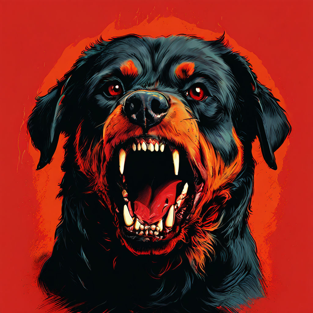 Angry hell hound Rottweiler showing sharp teeth by Darien Griffith ...