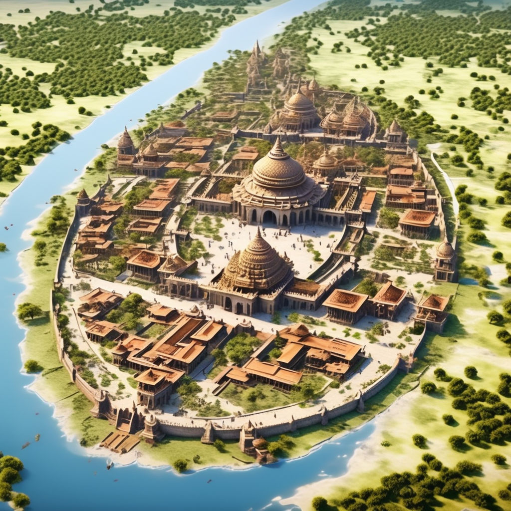 Prompt: Map of Ayodhya through the ages. by Ravi Malhotra - Playground