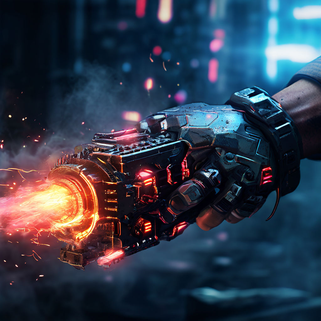 Cyberpunk grid weapon gripped in a hand by 電子工程系建工胡清琳 - Playground