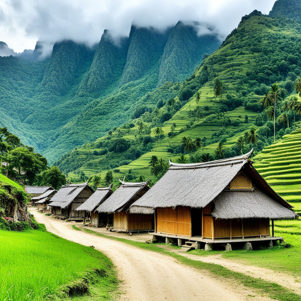 Small village with a temple and a very beautiful hut house. by Dileep ...