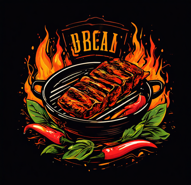 Jamaican jerk BBQ grill logo featuring stylized flames and s... by The ... Jamaican jerk BBQ grill logo featuring stylized flames and s... by The ...