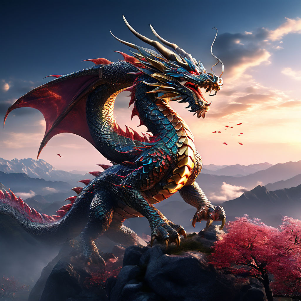 Chinese dragon Oriental dragon flying in the sky: four legs by zhu gong ...