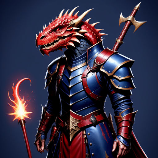 Male dragonborn warlock with red skin by Chris Olson - Playground