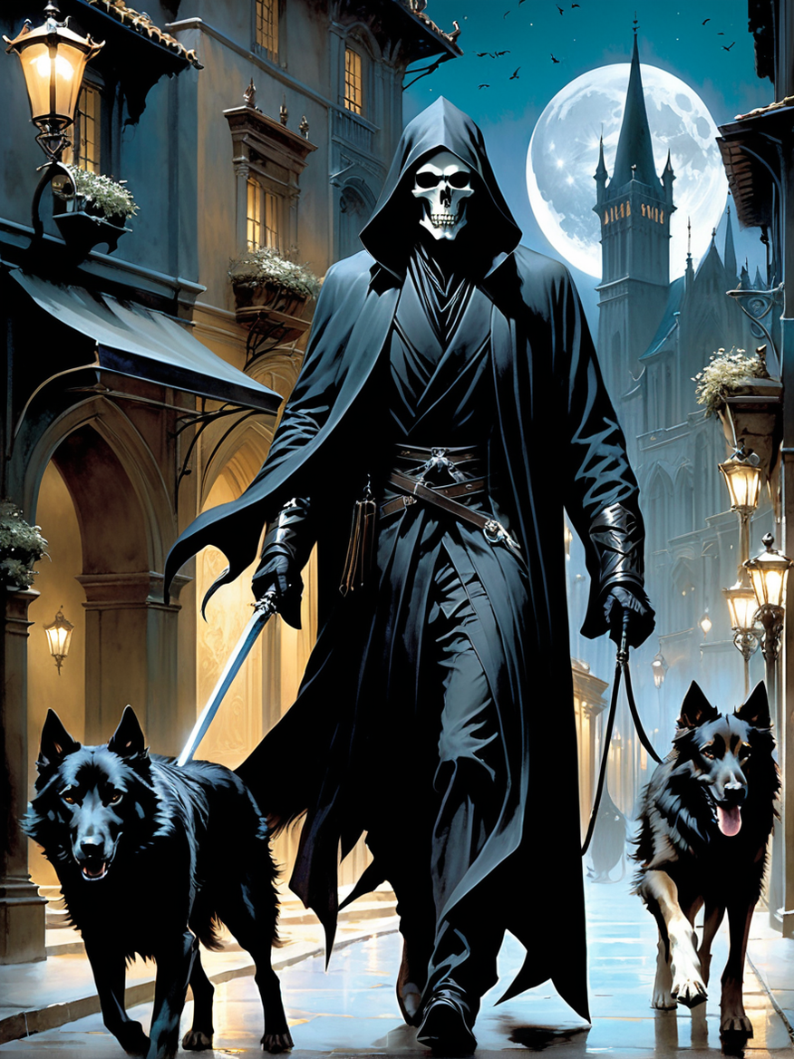 A stunningly handsome stylish Grim Reaper happly walking wit... by CLP ...