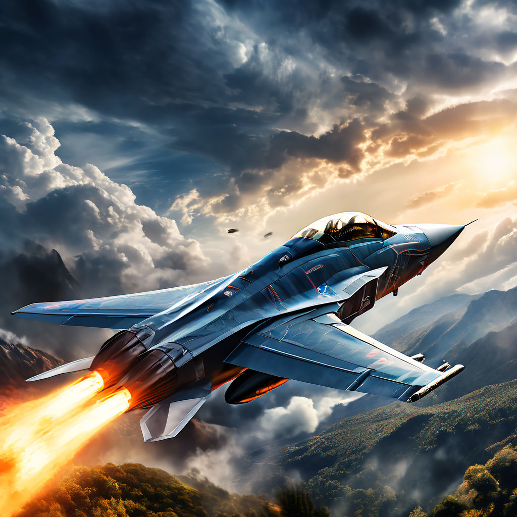 Cinematic dynamic scene showing Fighter Jet in low level fli... by ...