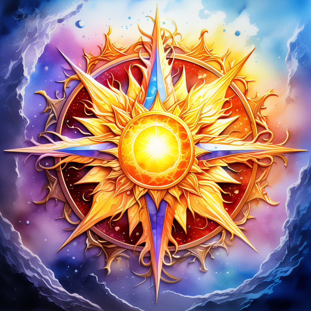 Alchemy-inspired watercolor painting of the Sun by Léopold Van Esbroeck ...