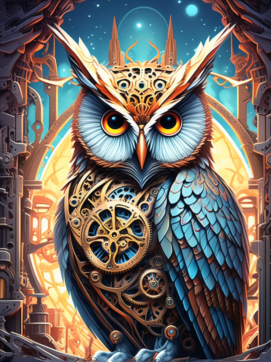 An complex intricate mechanical clockwork owl by Arty Images - Playground