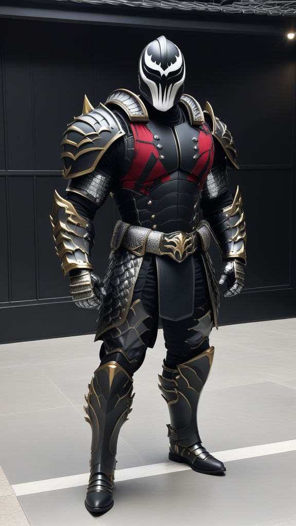 Muscular warlord in metallic venom armour by Sam Maslakov - Playground