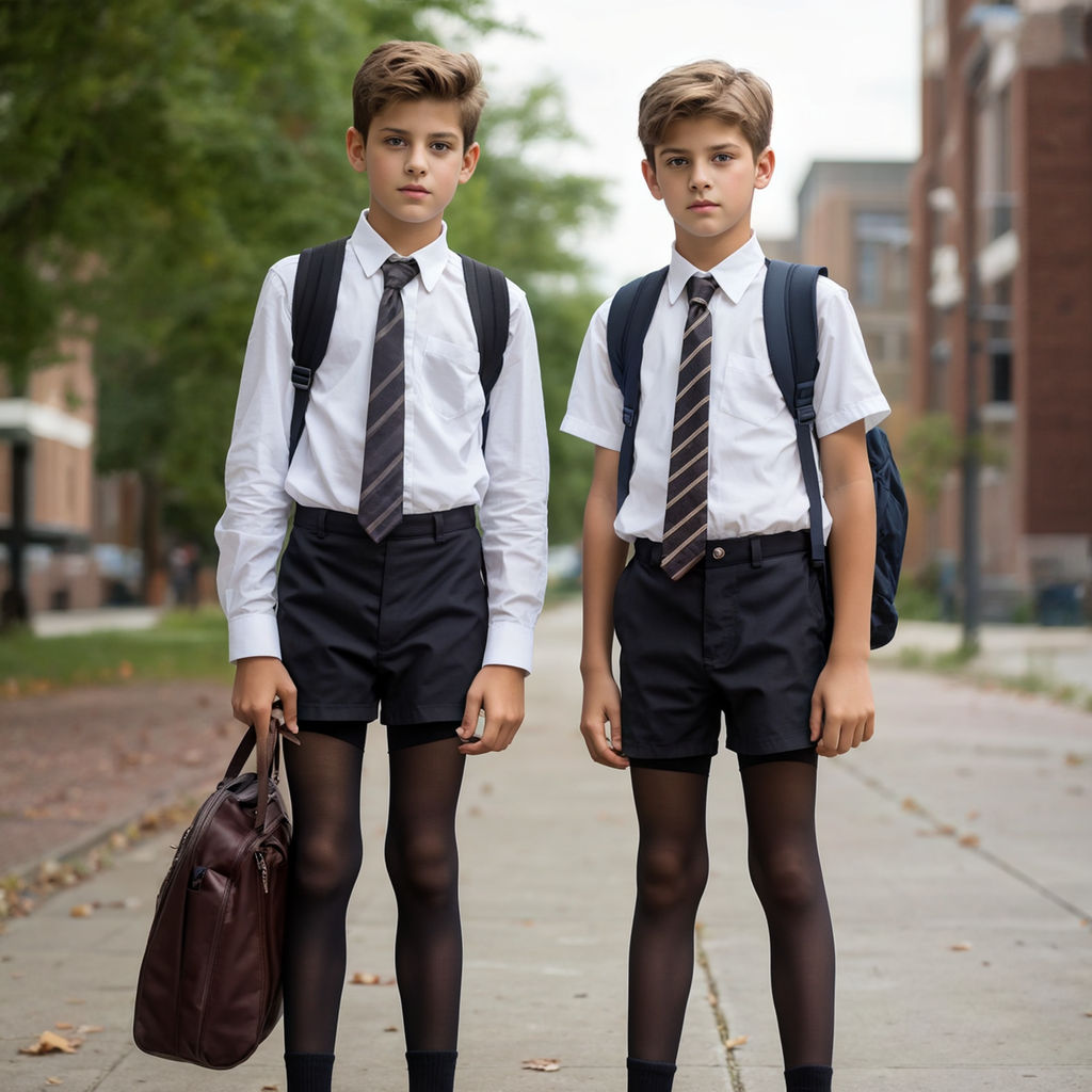 13 year old boys wearing pantyhose to school. by Dale Turrell - Playground