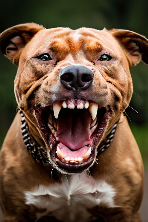 An angry pitbull dog baring his fangs by Yacine Bold - Playground