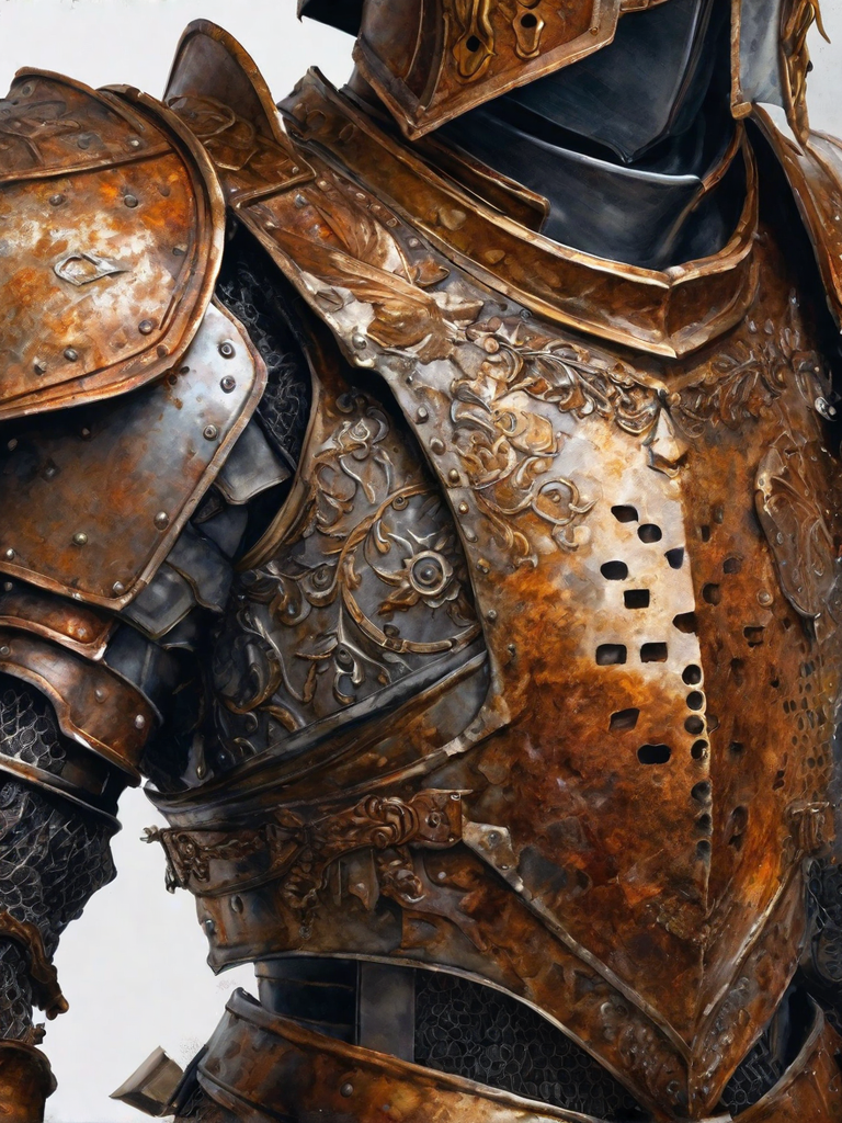 Hyper realistic photo rusted knight's armor with ghost insid... by ...
