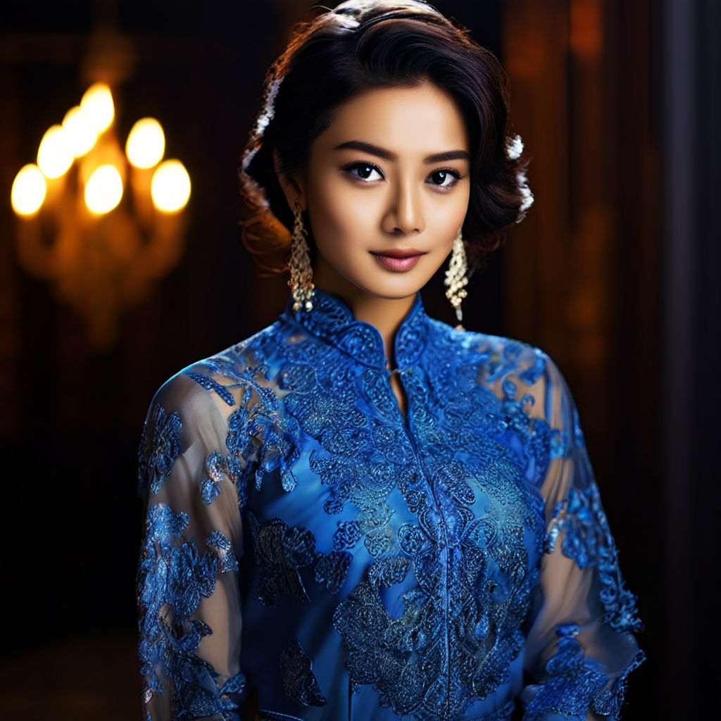 Beautiful malay lady Blue light kebaya Handsome man by Nia - Playground