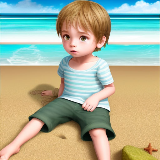 Create a 5-year-old character named Davi in a paradisiacal... by ...