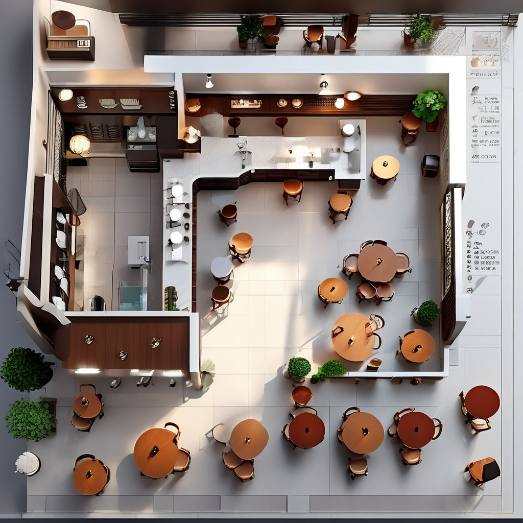 Make a 3d model of a cafe from the top view by Nick Shapov - Playground