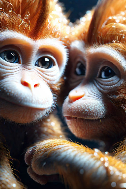 A pair of ginger baby monkeys with freckles 4k resolution ar... by ...