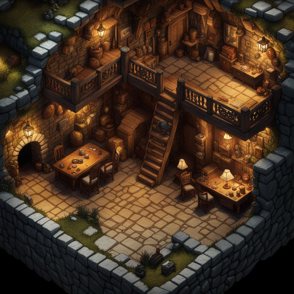 A top-down D&D battlemap of an Ogres' cave lair in the style... by ...