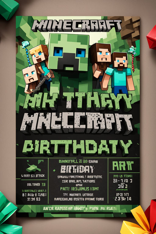 Minecraft theme birthday party invitation by Derek - Playground