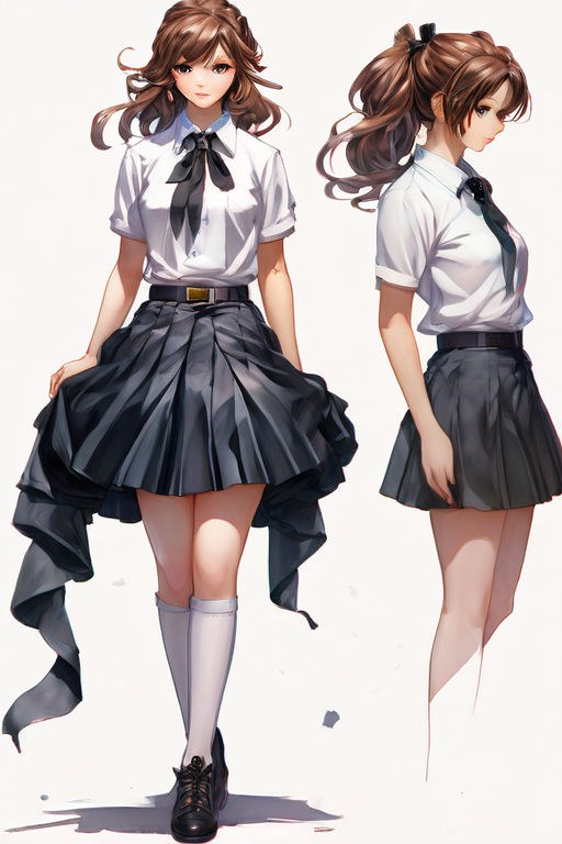 Make me an anime school uniform with these details: female:... by Ruben ...