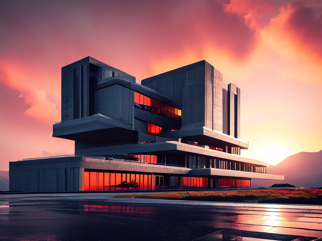 A hyper-realistic portrayal of a modern building in the reno... by SA ...