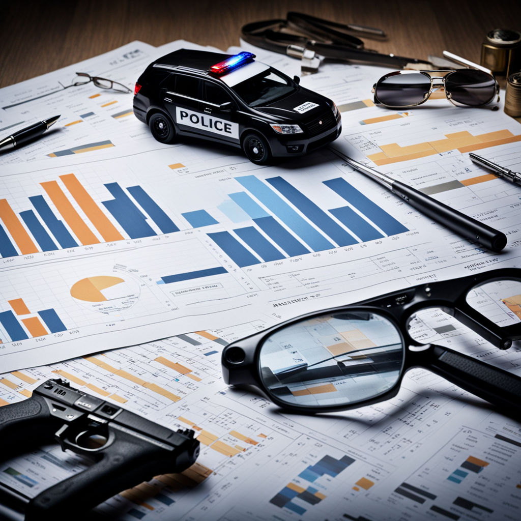 Crime statistics depicted by an intricate array of descendin... by ...