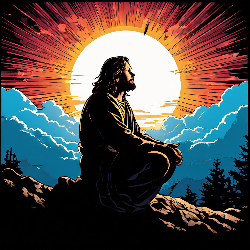 Jesus Christ praying on his knees for humanity by RDR Studio - Playground