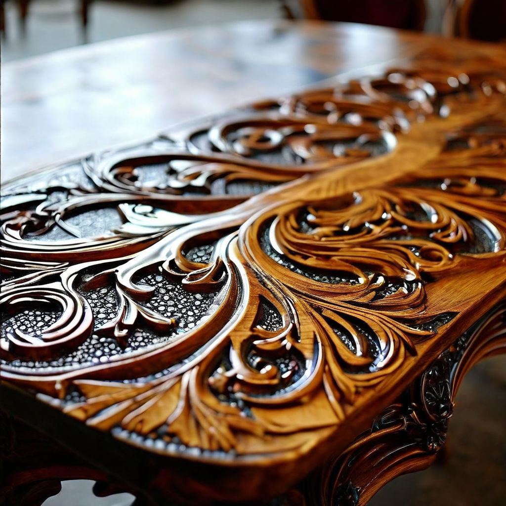 A table of wood in The style of art nouveau by gustavo borges fronza ...