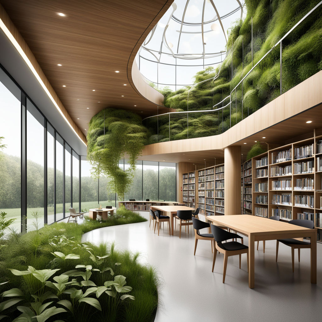 Let's design a library structure with biophilic architecture... by ...