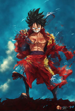 Luffy from One Piece activated in his ferocious beast mode by ...