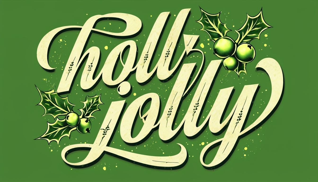 Festive Script Holly Jolly Text With Holly Accent - Playground