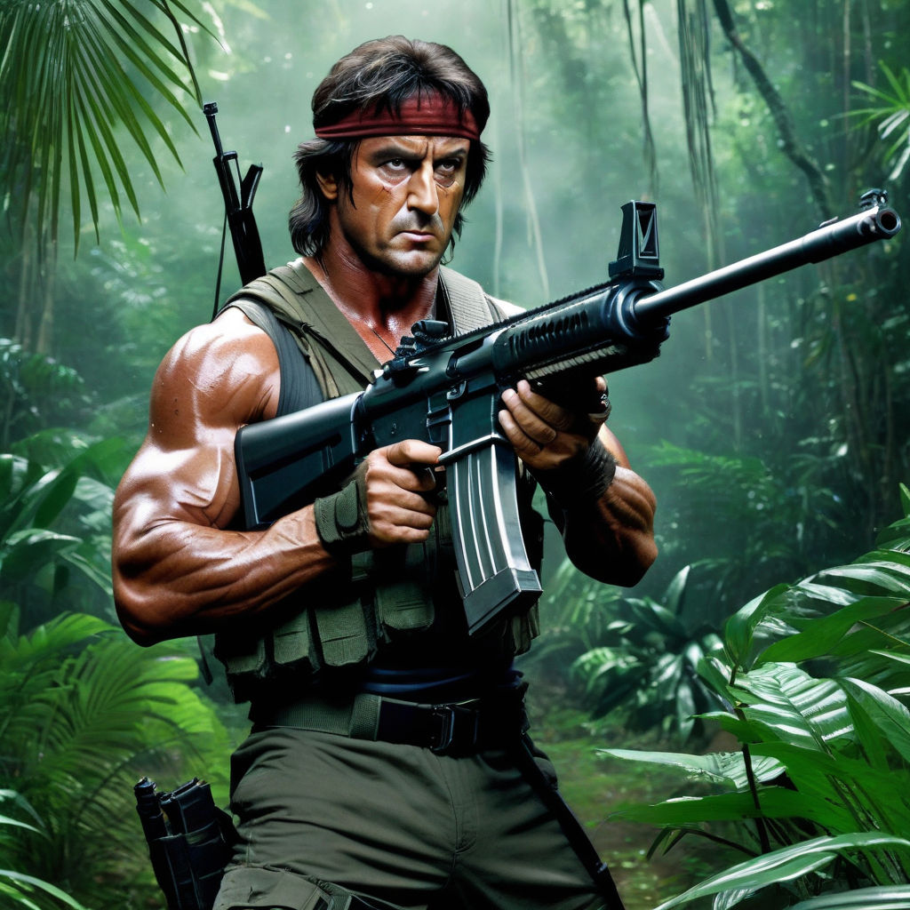 Rambo shoot big gun in jungle by jose ferreira - Playground