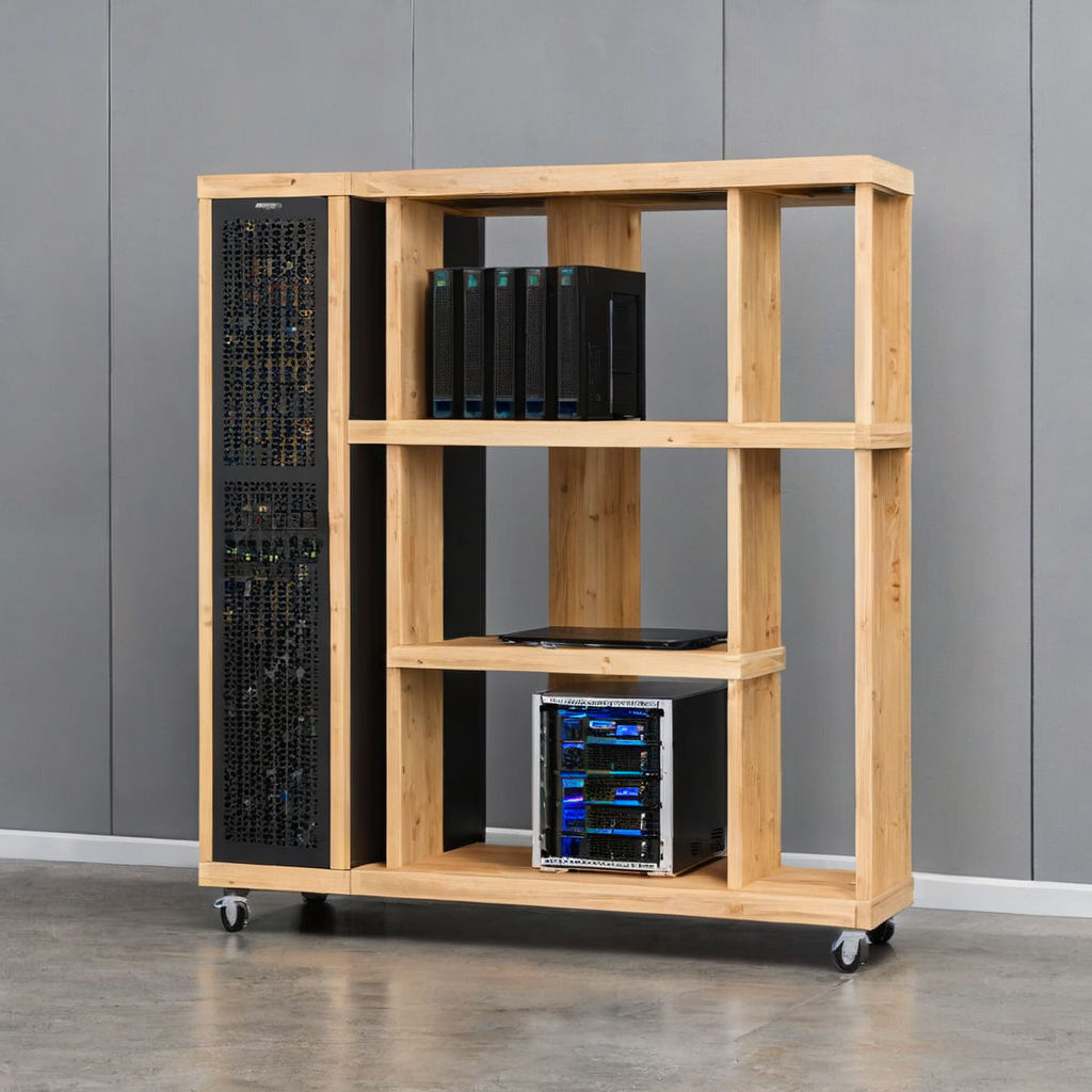 Computer server rack made of timber by Saul - Playground