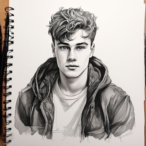 A hand-drawn drawing of a 20-year-old man from russia by Рогнарёк ...