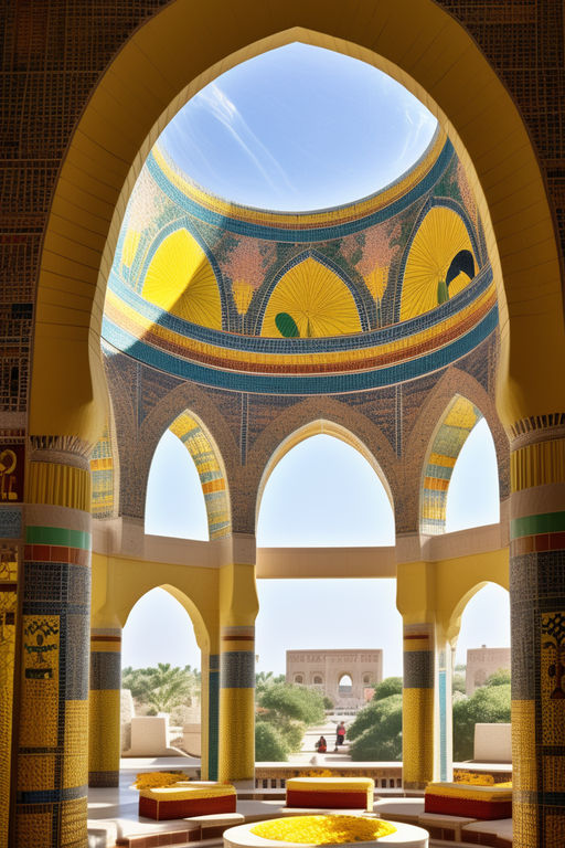 A room in a palace of Sumerian high-tech civilization. Sunli... by ...